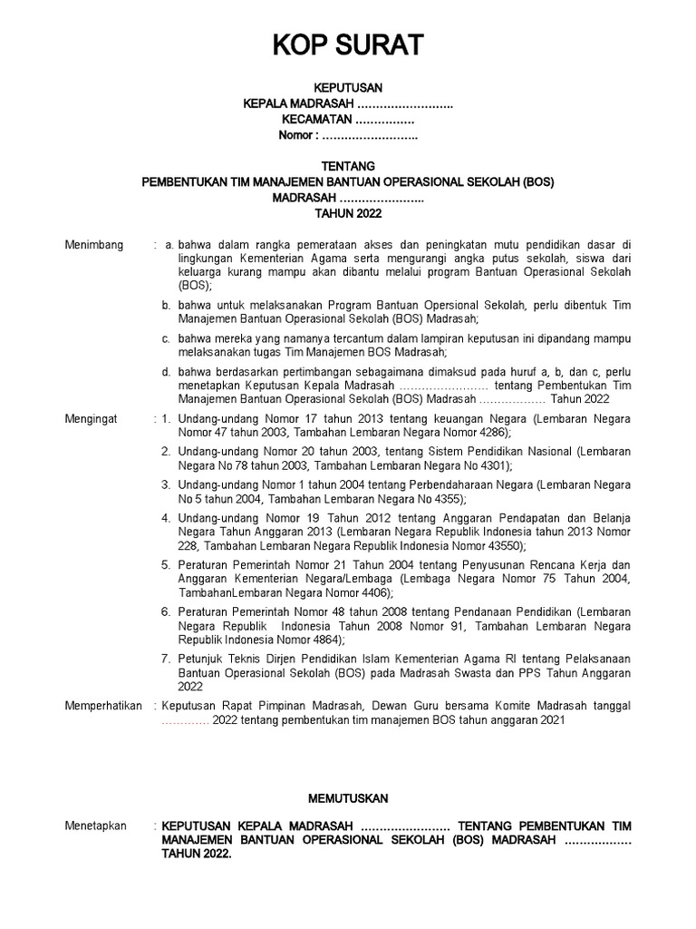 SK Tim Bos Ok 2022 | PDF