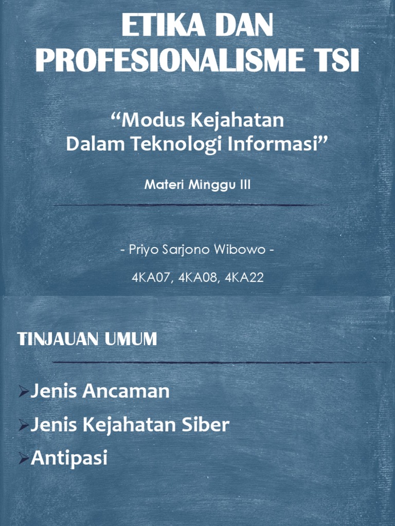 EDPTSI - Week 03 - Modus Kejahatan Dalam Teknologi Informasi | PDF