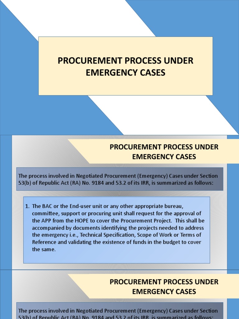 Emergency Procurement Process RA 9184 | PDF | Procurement | Emergency