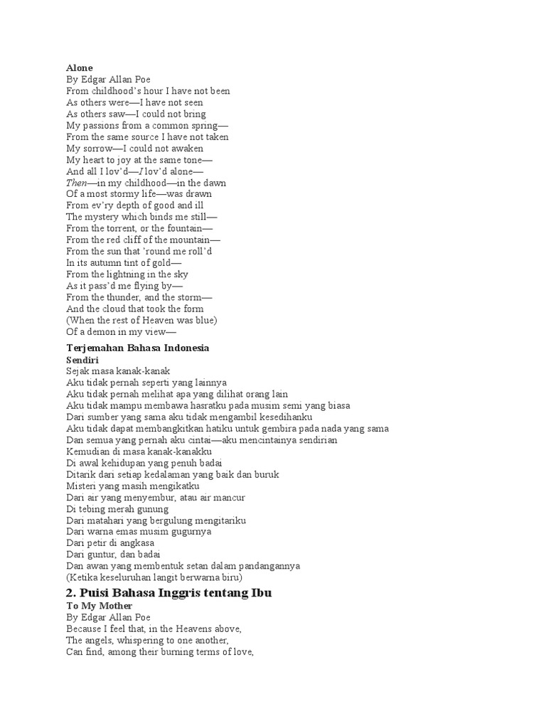 Puisi Bahasa Inggris | PDF
