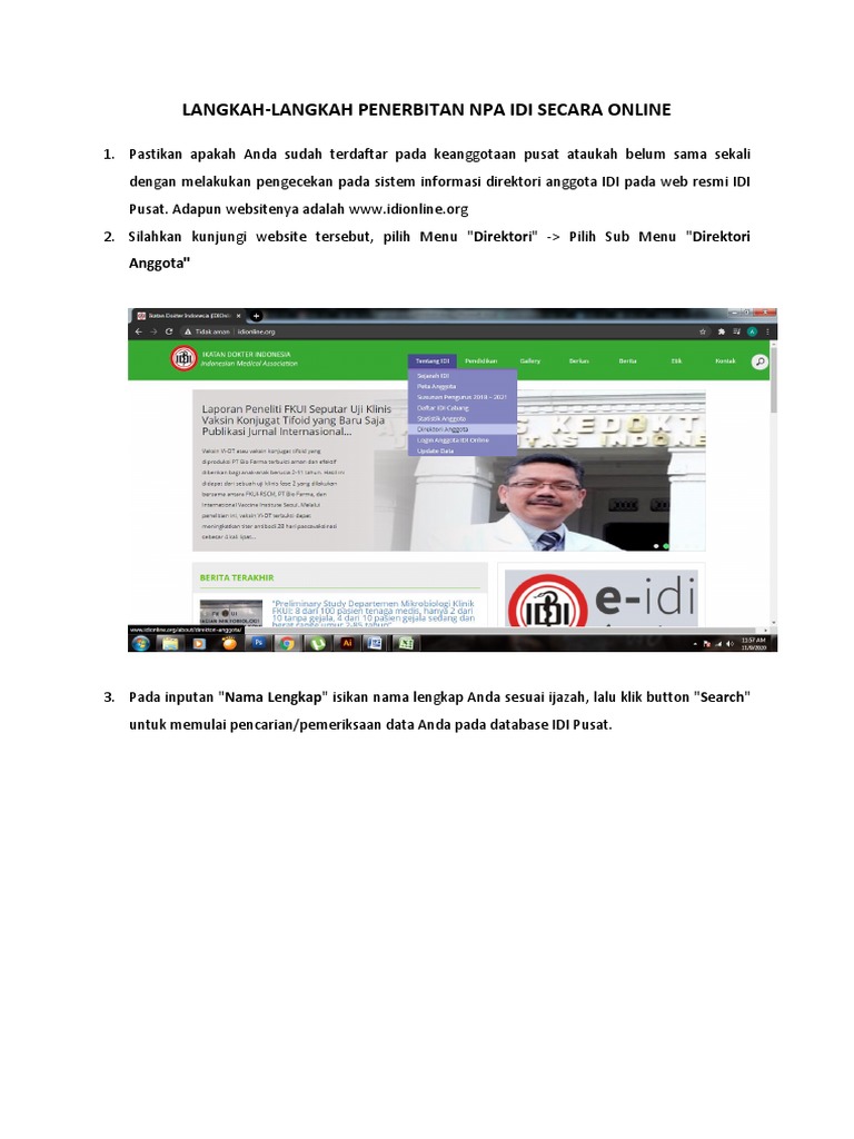 Langkah Aktivasi NPA IDI | PDF