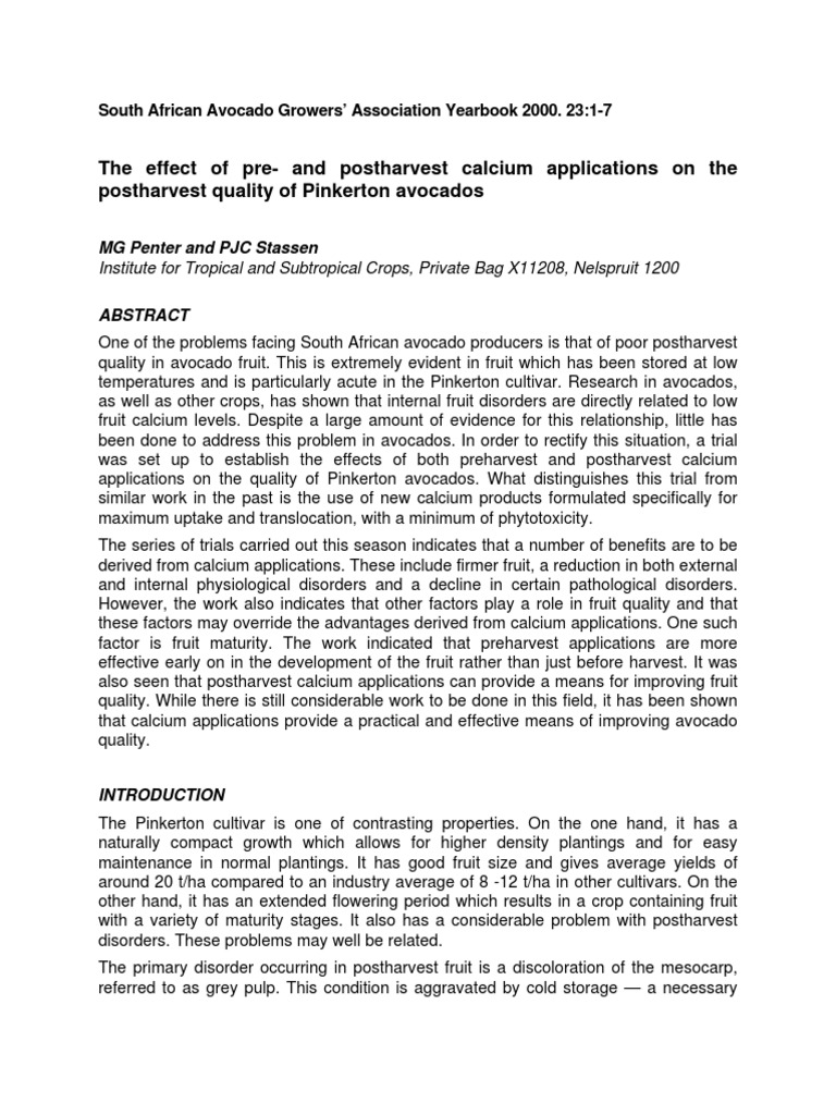 Calcium Applications On The | PDF | Avocado | Polyphenol