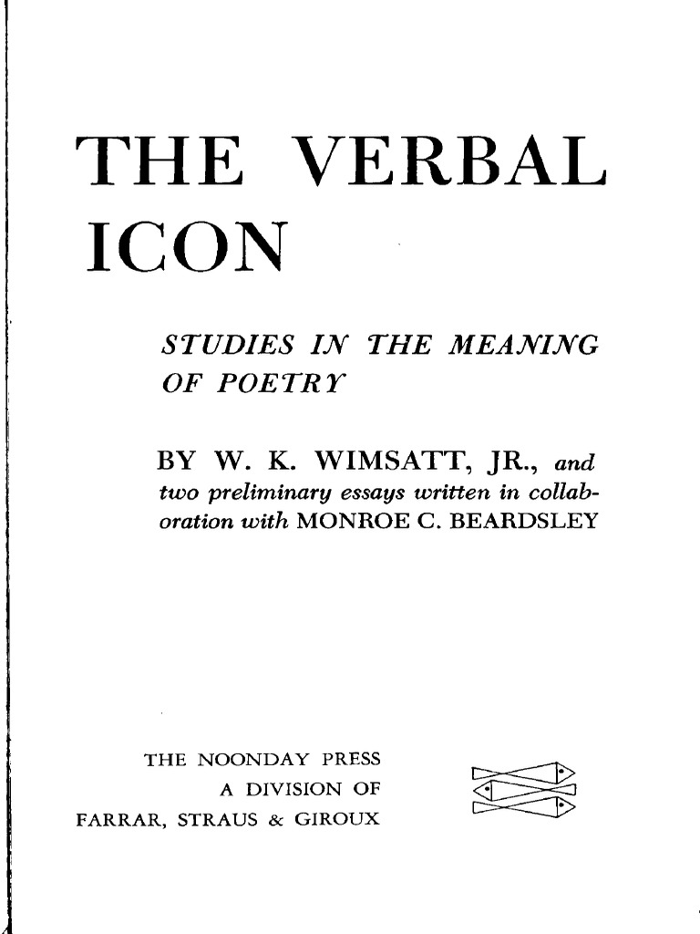 Wimsatt William K The Verbal Icon Pdf Intention Poetry