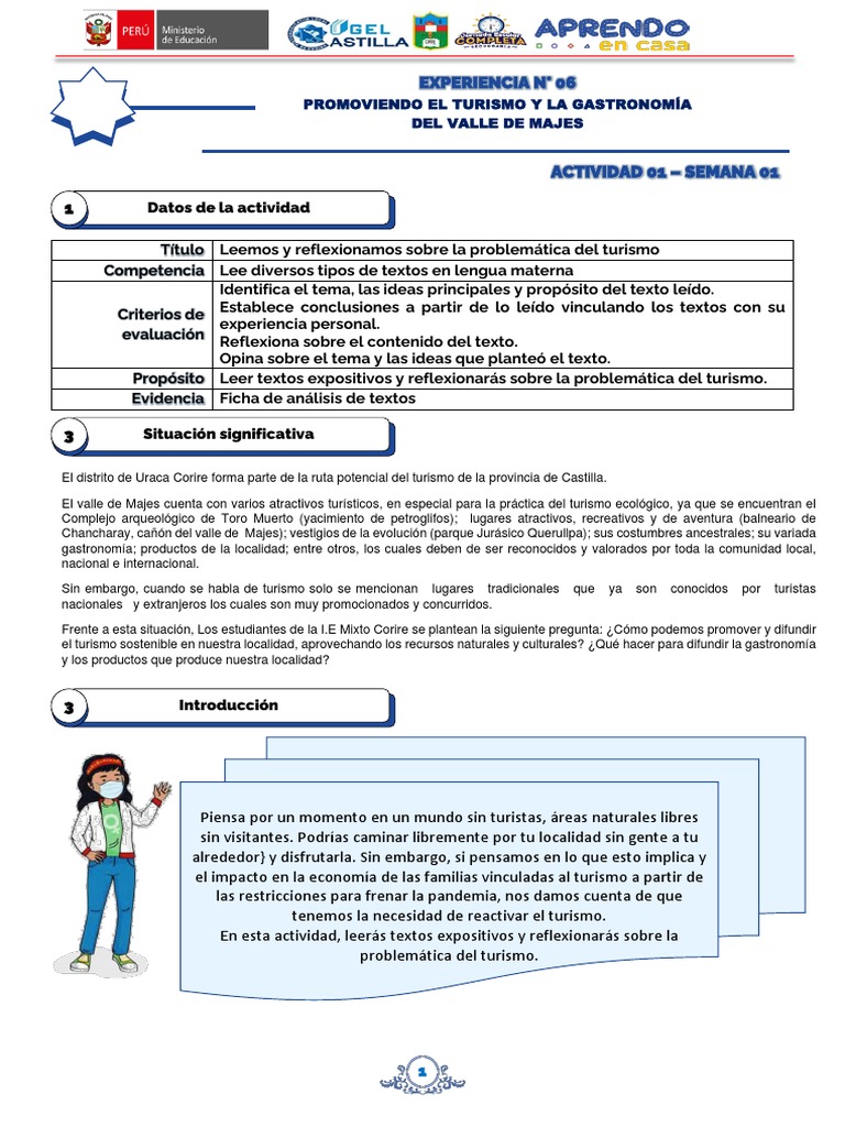 COM - EdA 6 - Sem 1 Ficha de Trabajo | PDF | Turismo | Perú