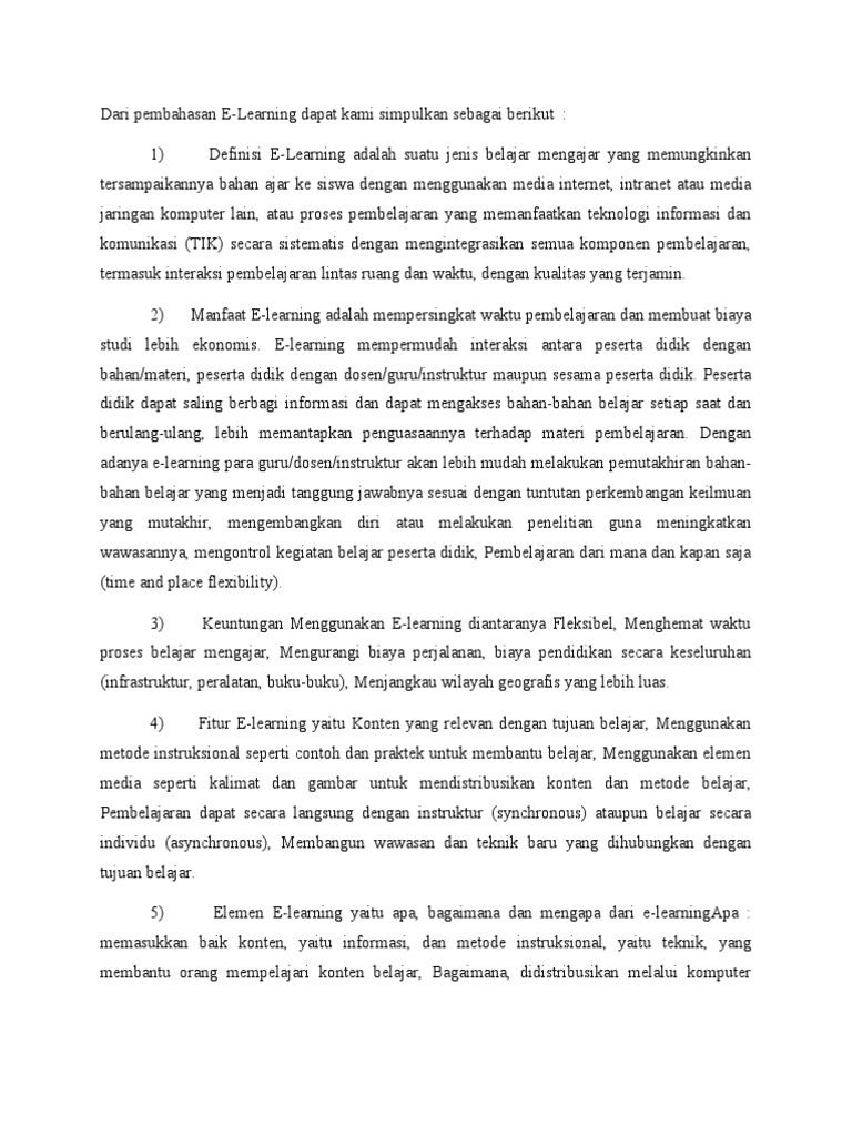 Manfaat dan Fitur E-Learning Efektif | PDF
