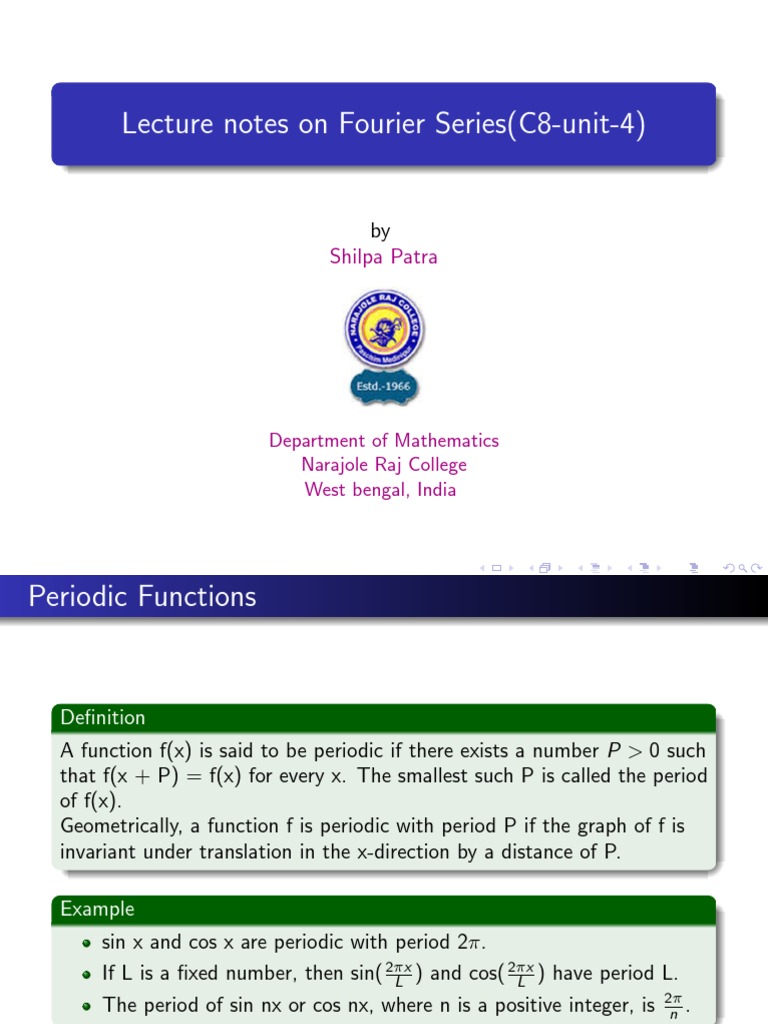 Fourier Series Notes | PDF | Trigonometric Functions | Fourier Series