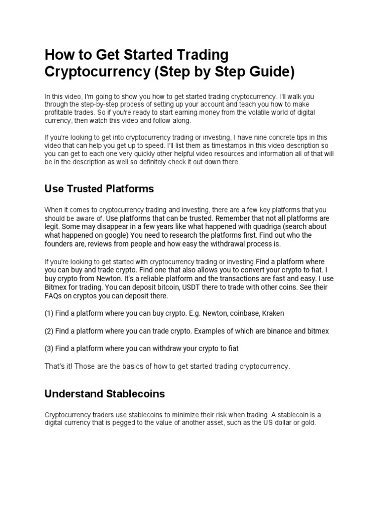 How To Get Started Trading Cryptocurrency (Step by Step Guide) | PDF | Cryptocurrency | Order ...