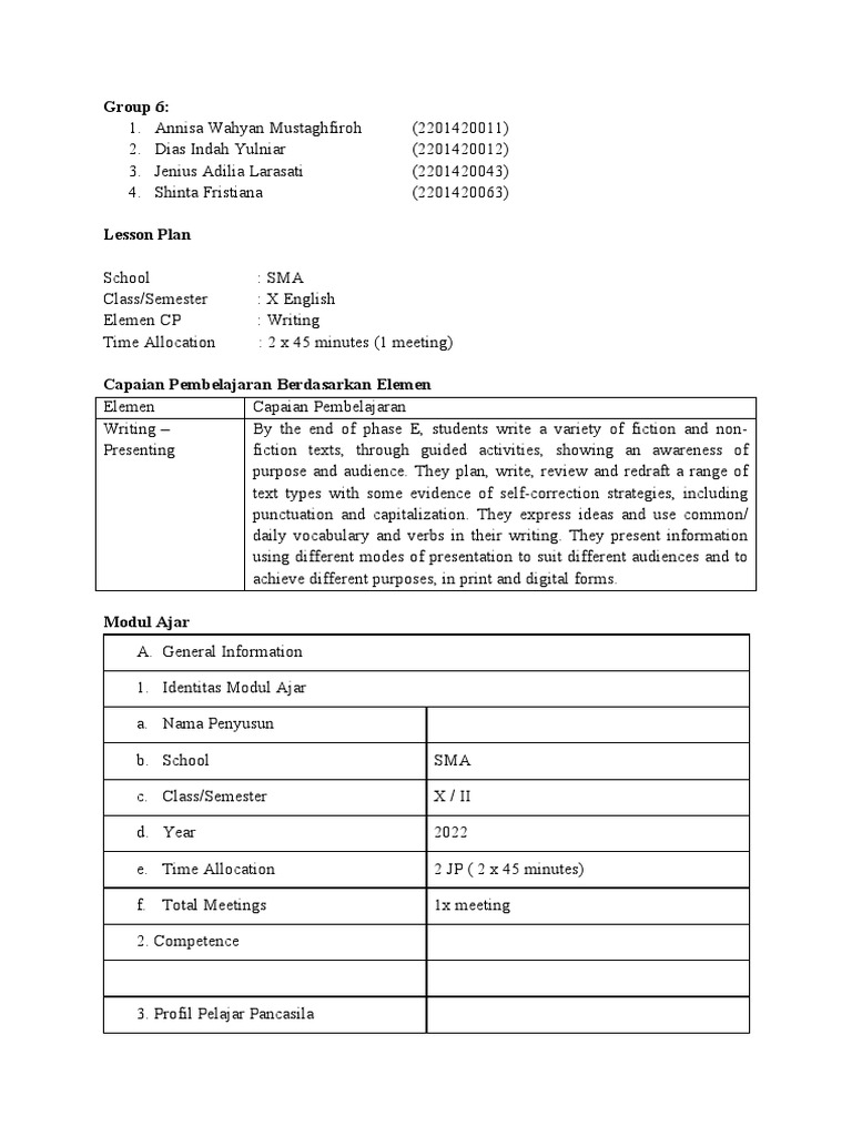 Lesson Plan Microteaching - Writing Narrative | PDF | Human Communication | Linguistics
