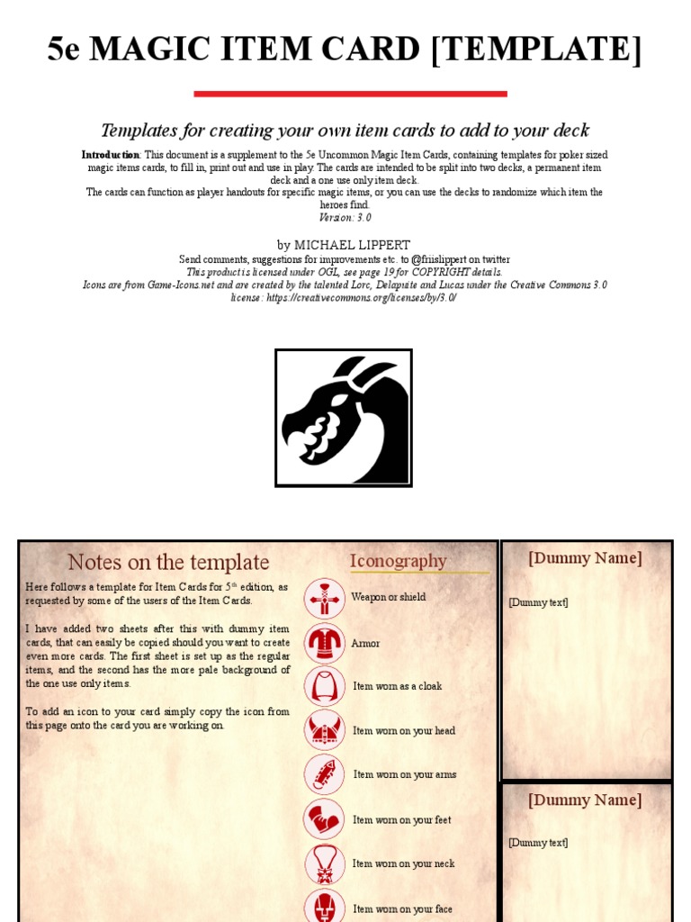 5eMagicItemCards Template v3 | PDF | License | Copyright