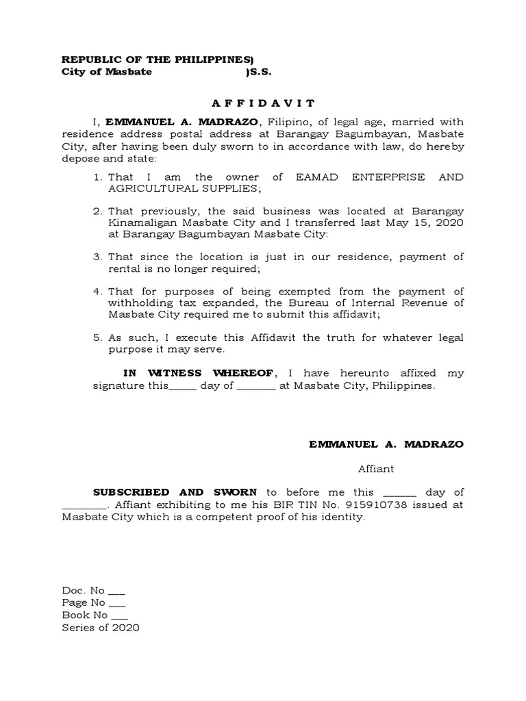 Affidavit of No Rental | PDF | Affidavit | Economies