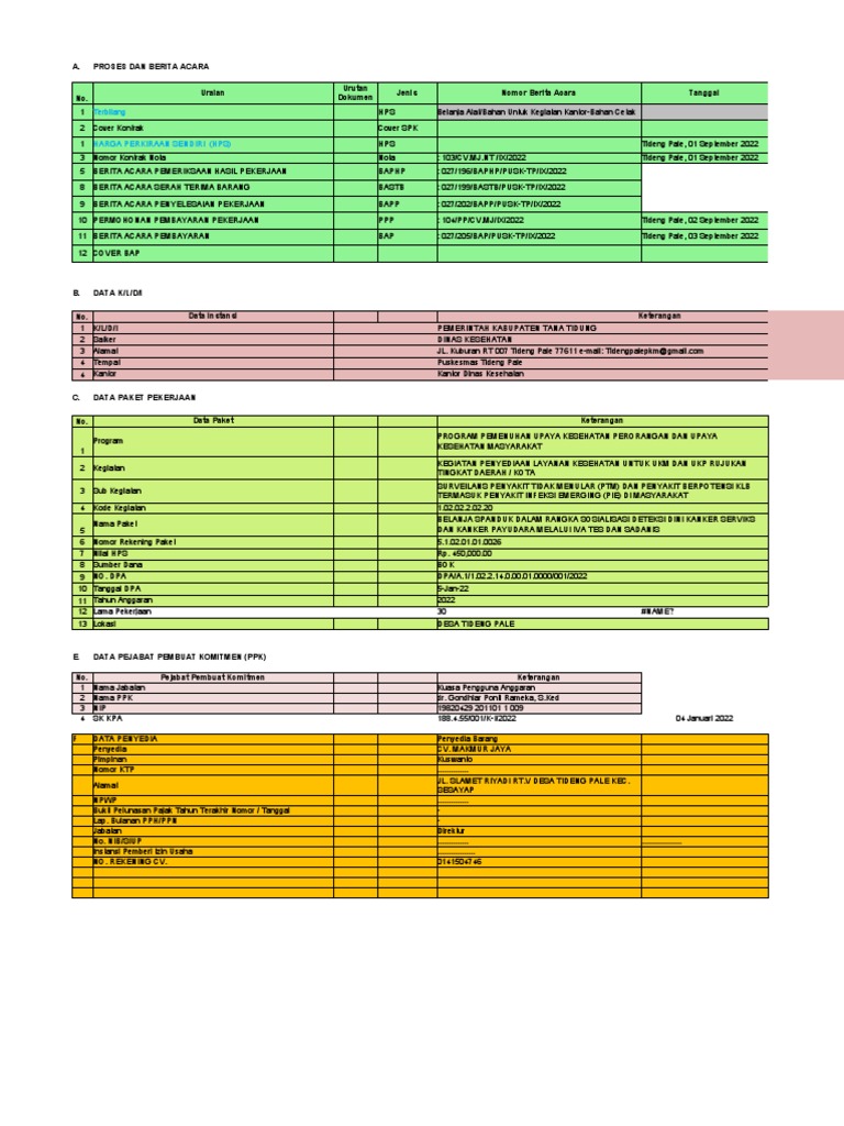 Bukti Kontrak Nota Spanduk Iva Tes Dan SADANIS | PDF