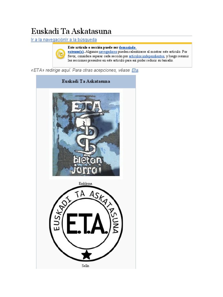 Euskadi Ta Askatasuna | PDF | País Vasco (Gran Región) | País Vasco ...