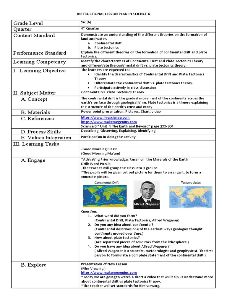 Sample Lesson Plan | PDF | Plate Tectonics | Nature