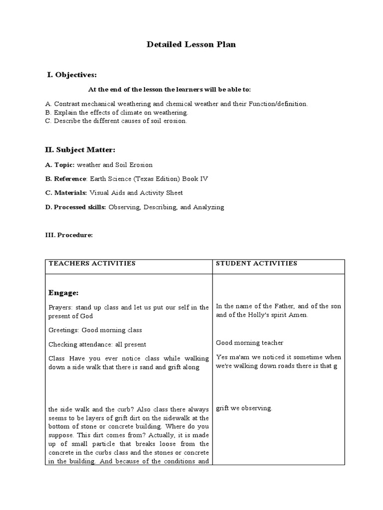 Detailed-Lesson-Plan | PDF | Soil | Erosion