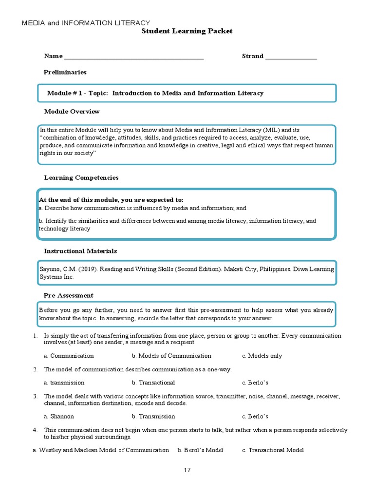 Media and Information Literacy Week 2 FINAL | PDF | Mass Media ...