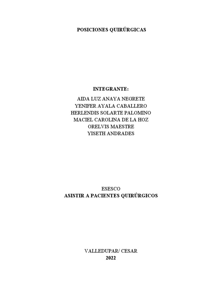 Posiciones Quirúrgicas: Kraske y Más | PDF | Abdomen | Rodilla