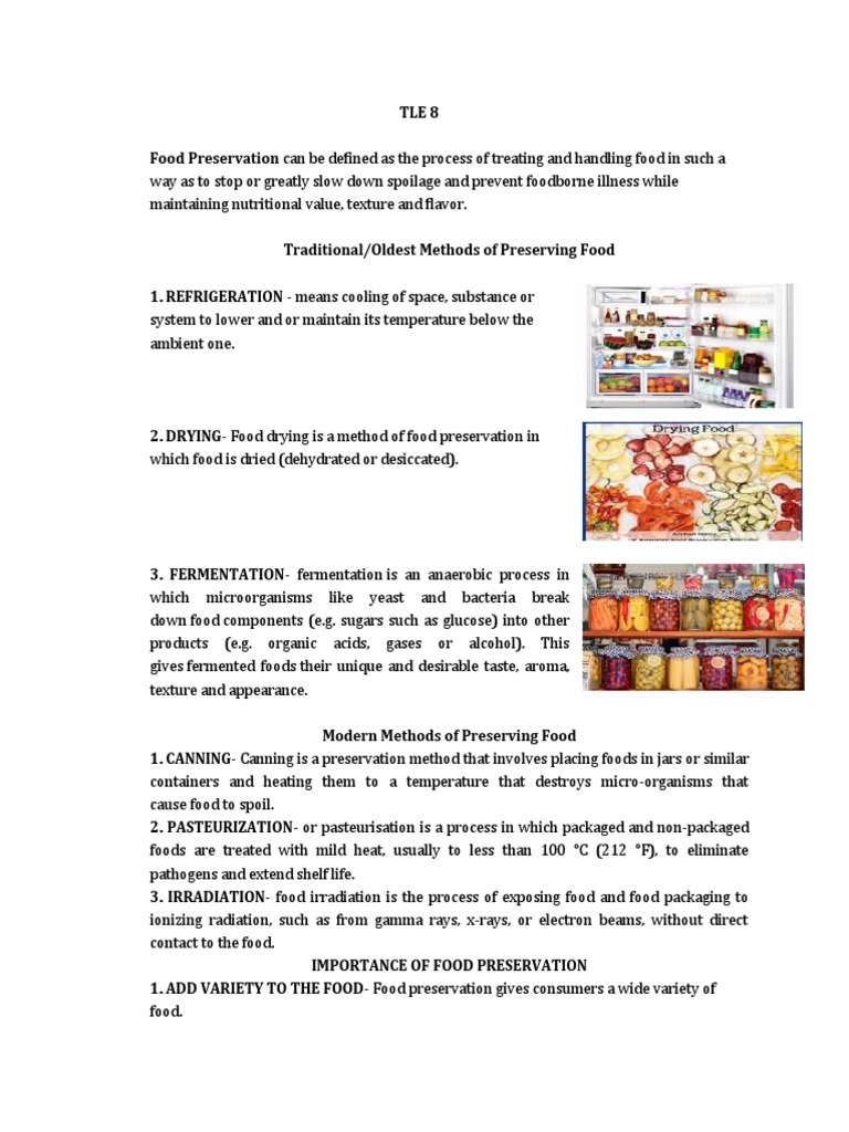 Food Preservation Methods Explained | PDF