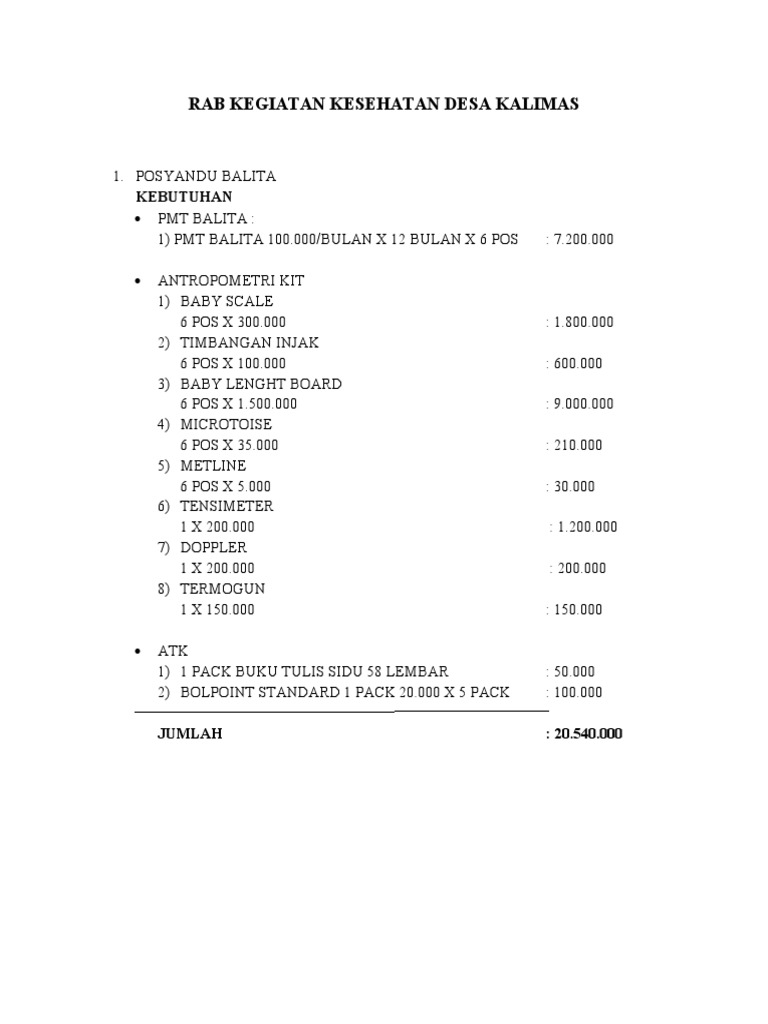 Rab Kegiatan Kesehatan 2023 | PDF