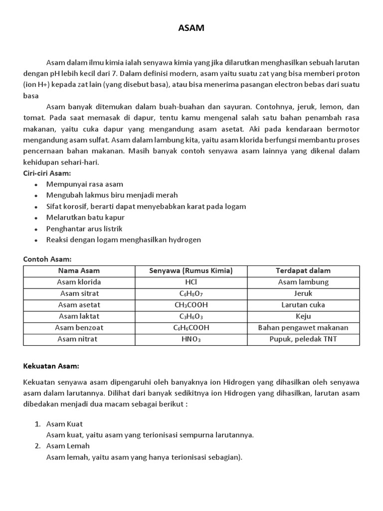 Pengertian dan Contoh Asam serta Basa | PDF