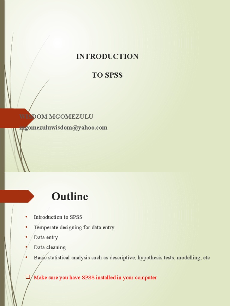 Intro to SPSS for Beginners | PDF | Spss | Student's T Test