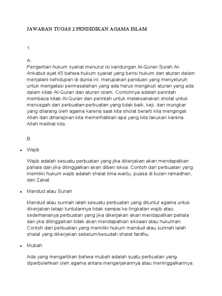 Jawaban Tugas 2 Pendidikan Agama Islam | PDF | Karier & Perkembangan | Filsafat