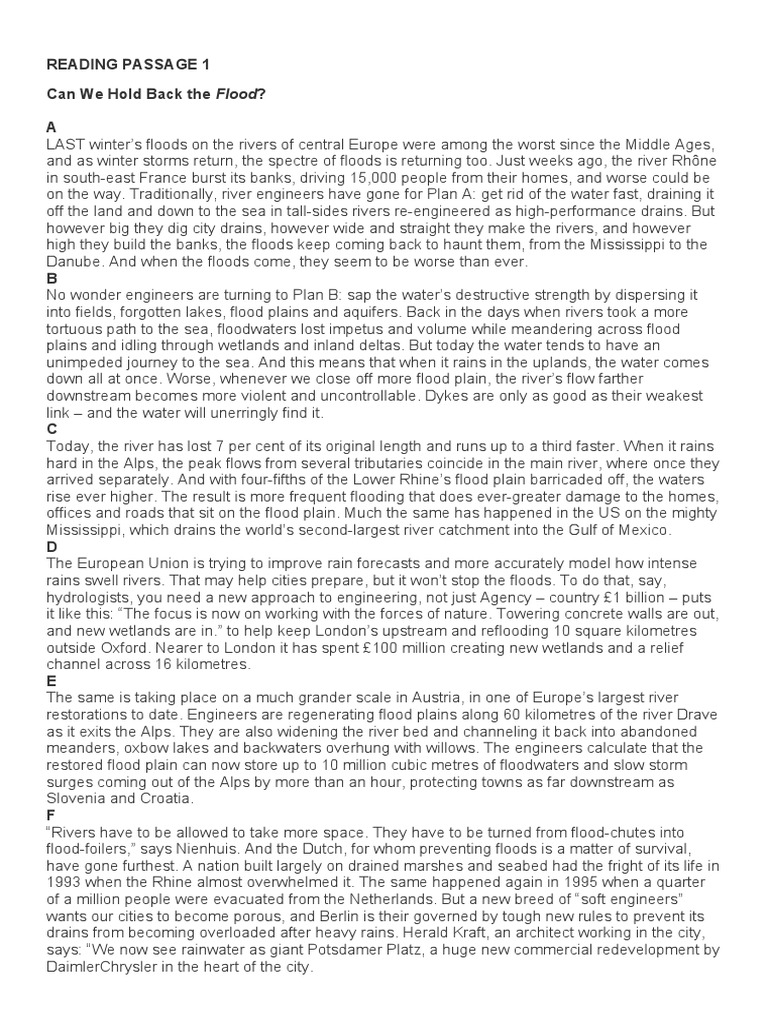New Reading Can We Hold Back Flood | PDF | Pencil