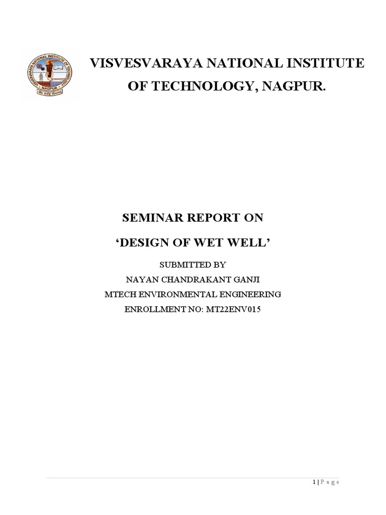 Design of Wet Well (MT22ENV015) | PDF | Pumping Station | Sanitary Sewer