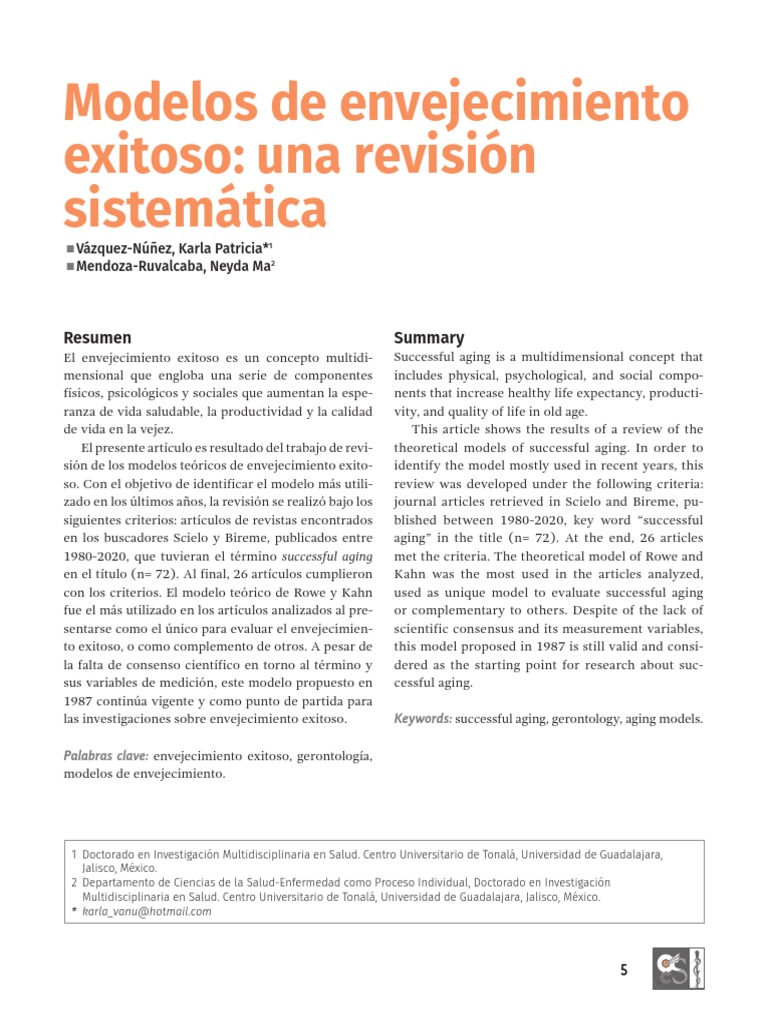 Modelos de Envejecimiento Exitoso | PDF | Vejez | Ciencias del comportamiento