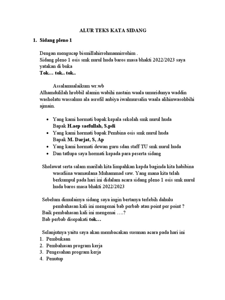 Alur Teks Kata Sidang | PDF