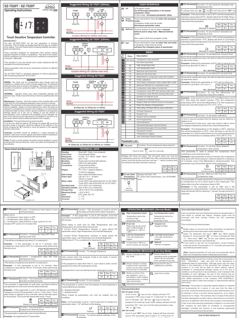 SZ-7520T / SZ-7529T: Operating Instructions | PDF | Relay | Parameter (Computer Programming)