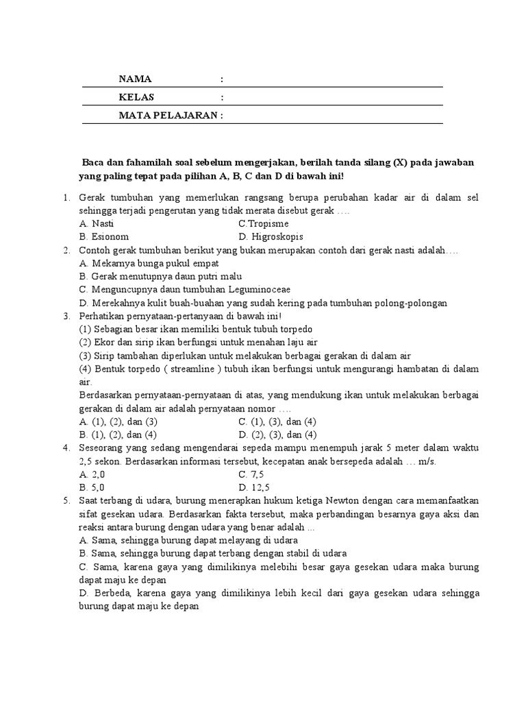 Soal PTS Kelas 8 | PDF