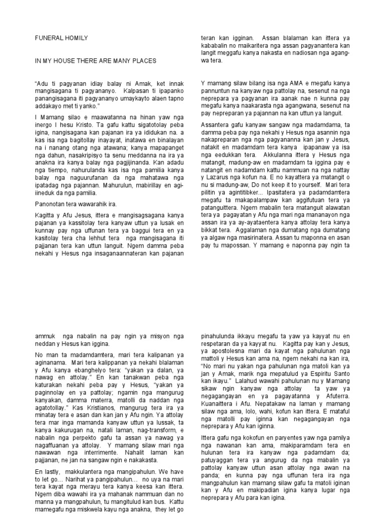 My Father's Place Funeral Homily Itawit | PDF