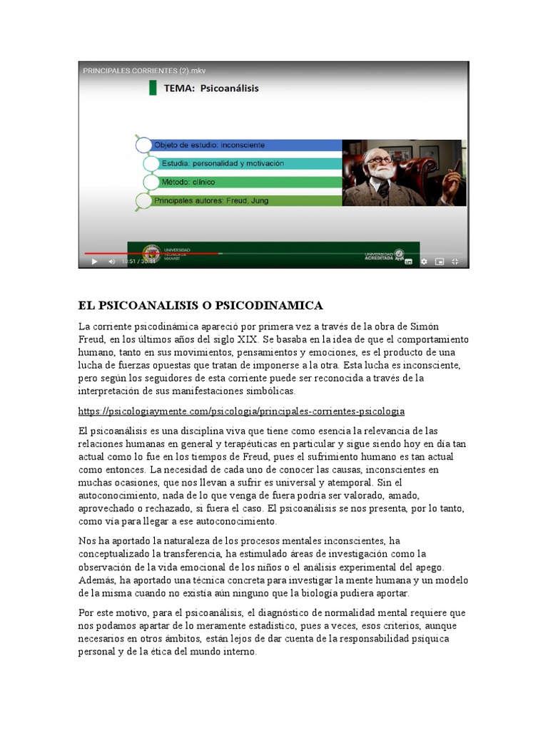 El origen y desarrollo del psicoanálisis como teoría psicológica fundada por Sigmund Freud | PDF ...