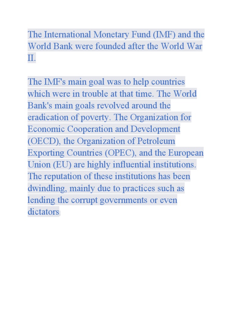 The International Monetary Fund | PDF