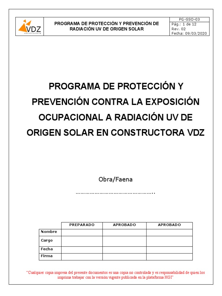 Programa de Proteccion y Prevencion Radiacion UV | PDF | Ultravioleta | Dom