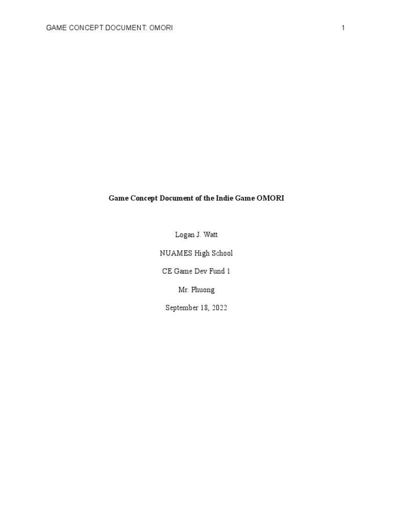 Game Concept Document Omori | PDF | Gaming | Video Game Gameplay