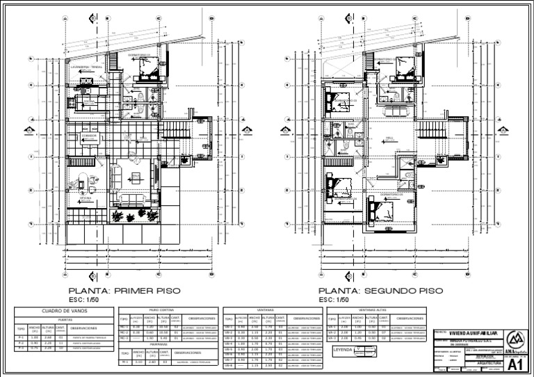 Arq - Plantas 1 y 2 - A1 | PDF
