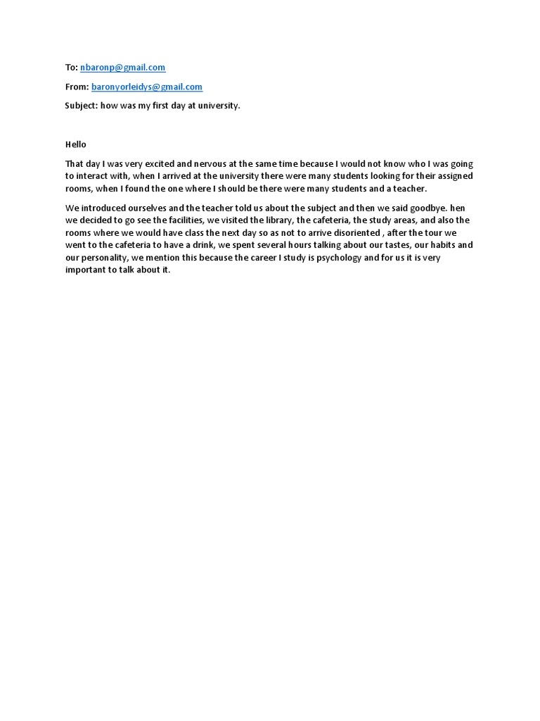 First Day Experience at University | PDF | Language Arts & Discipline