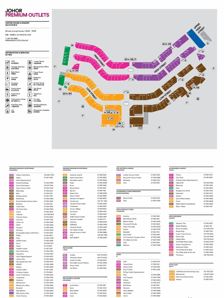 Johor Premium Outlets Center Map | PDF