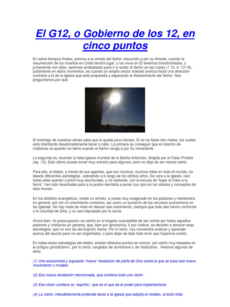 El G12 en 5 Puntos | PDF | Iglesia Católica | Jesús
