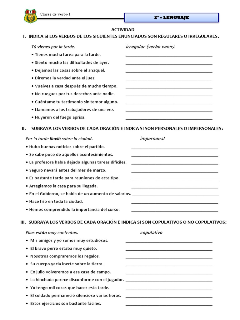 Actividad - 1 - El Verbo - I | PDF | Verbo