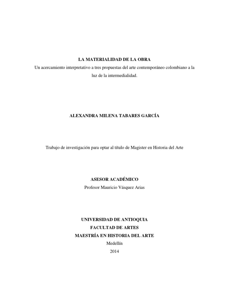 Tabares Alexandra - 2014 - La Materialidad de La Obra | PDF ...