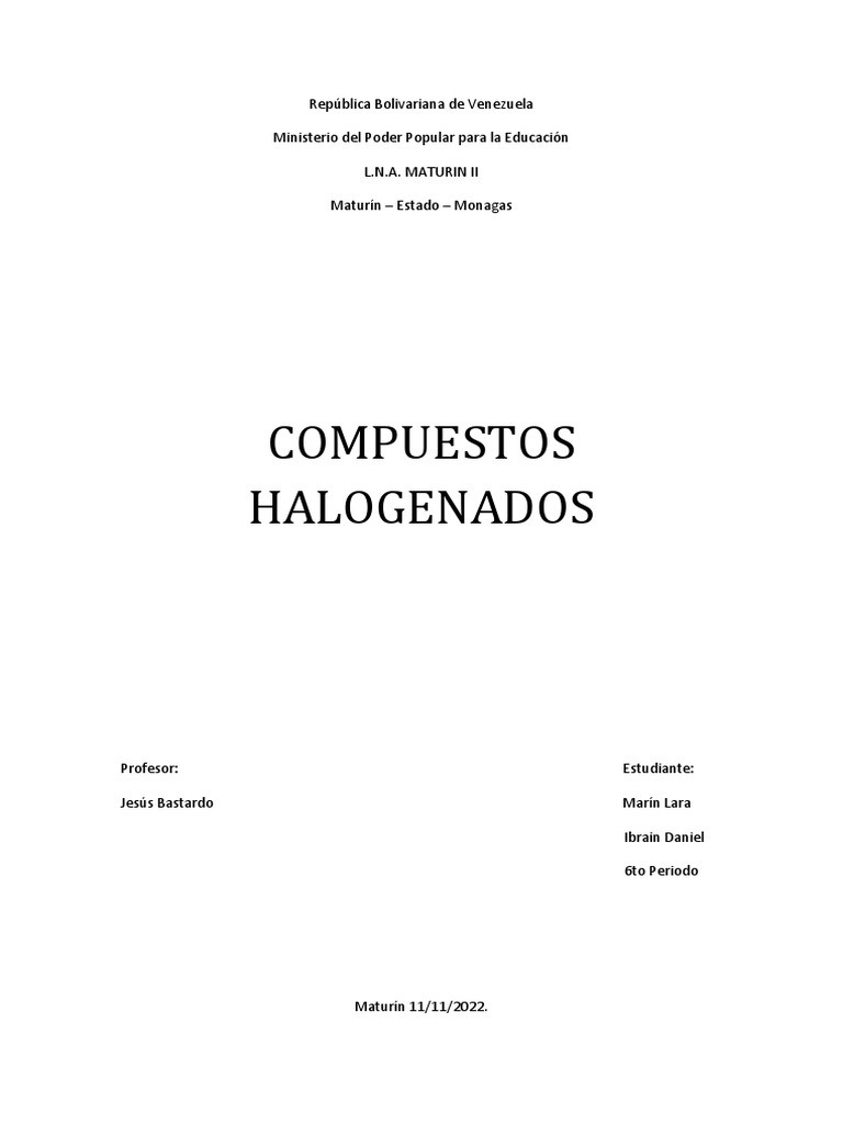 Compuestos Halogenados | PDF | Compuestos químicos | Química