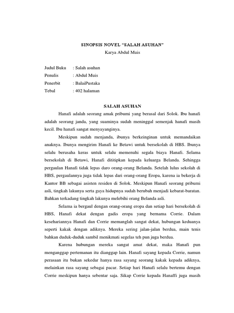 Toaz - Info Sinopsis Novel Salah Asuhan PR | PDF