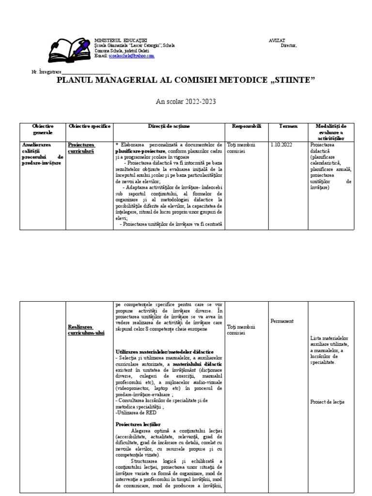 Plan Managerial 2022-2023 | PDF
