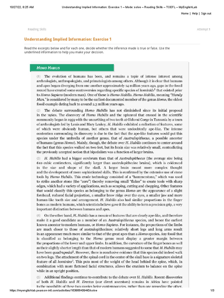 Understanding Implied Information - Exercise 1 - Mode - Solve - Reading Skills - TOEFL ...