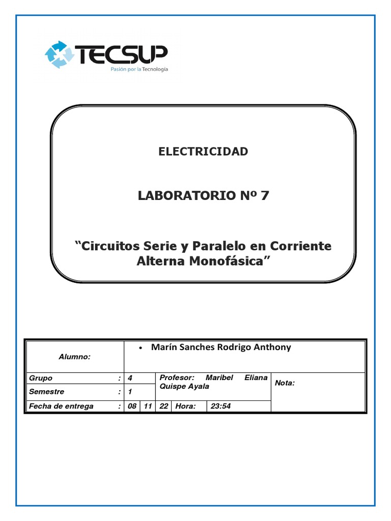 Lab05 Circuitos en AC Serie Paralelo | PDF | Impedancia eléctrica | Corriente eléctrica