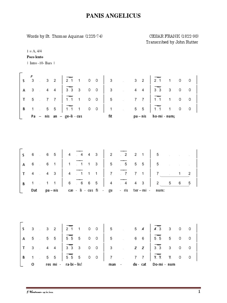 PANIS ANGELICUS - Franck Rutter | PDF | Teaching Methods & Materials