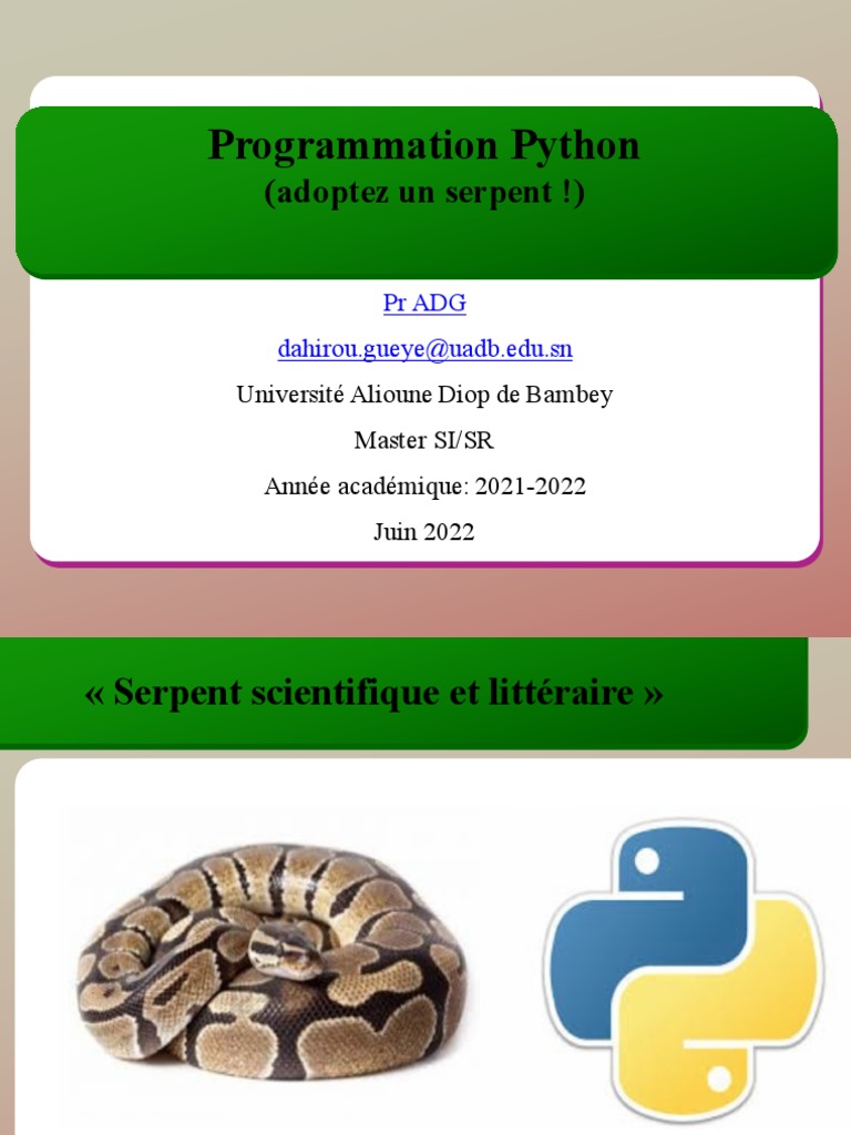 ADG Cours1 Python 2020-2021 Jusqu'Aux Ensembles | PDF | Python (Langage de programmation ...