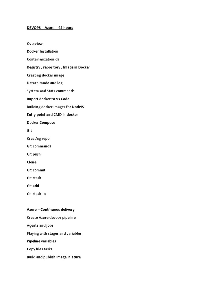 DEVOPS Azure Syllabus 1 | PDF